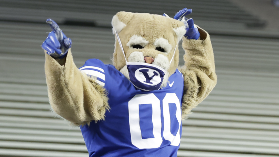 BYU Mascot Breaks Out Human Bowling Ball Stunt During Louisiana Tech Game