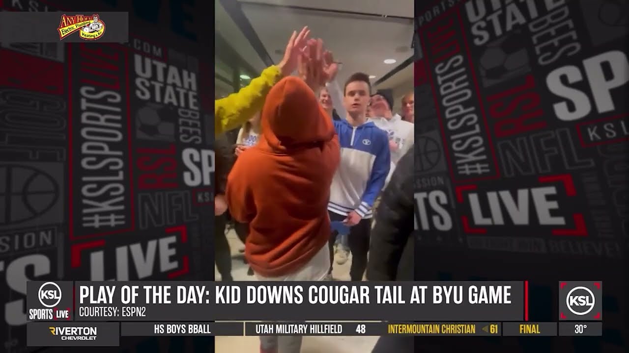 Video: VIRAL: Kid Downs Cougar Tail At BYU Basketball Game - KSL Sports